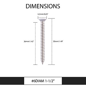 Venforze White Head Wood Screws, 100 PCS #6X1-1/2" Stainless Steel Phillips Flat Head,Stainless Steel 304 Screw,Home Screw Kit
