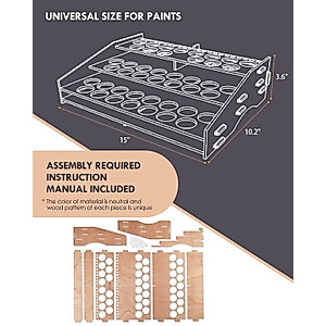 tinctor Wooden Paint Organizer & Paint Brush Holder, for 44 Bottles & 22 Brushes - Paint Holder for Acrylic Painting, Paint Rack for Miniature Paint Set, Acrylic Paint Storage, Craft Paint Organizer