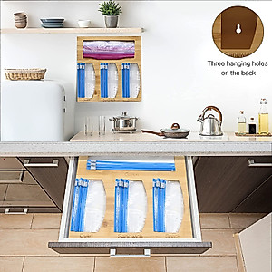 Bothixi Bamboo Ziplock Bag Storage Organizer for Kitchen Drawer, Bamboo Baggie Organizer,Openable Food Storage Bag Holders Compatible With Gallon, Quart, Sandwich & Snack Variety Size Bags