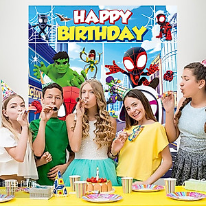 Spidey Scene Setter Wall Decorations for Unisex-Children Cartoon Theme Birthday Party Supplies, 5-Count