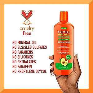 Cantu Avocado Hydrating Sulfate-Free Shampoo with Pure Shea Butter, 13.5 oz (Pack of 2) (Packaging May Vary)