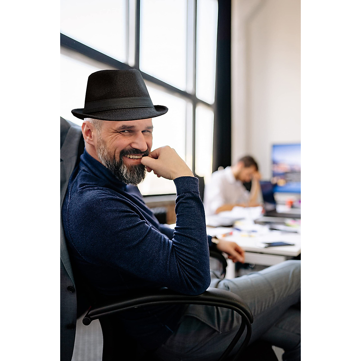 BTREEFLO Unisex Classic Timelessly Fedora Hat Short Brim Manhattan Structured Trilby Hat Fedoras Hats for Men Women Black