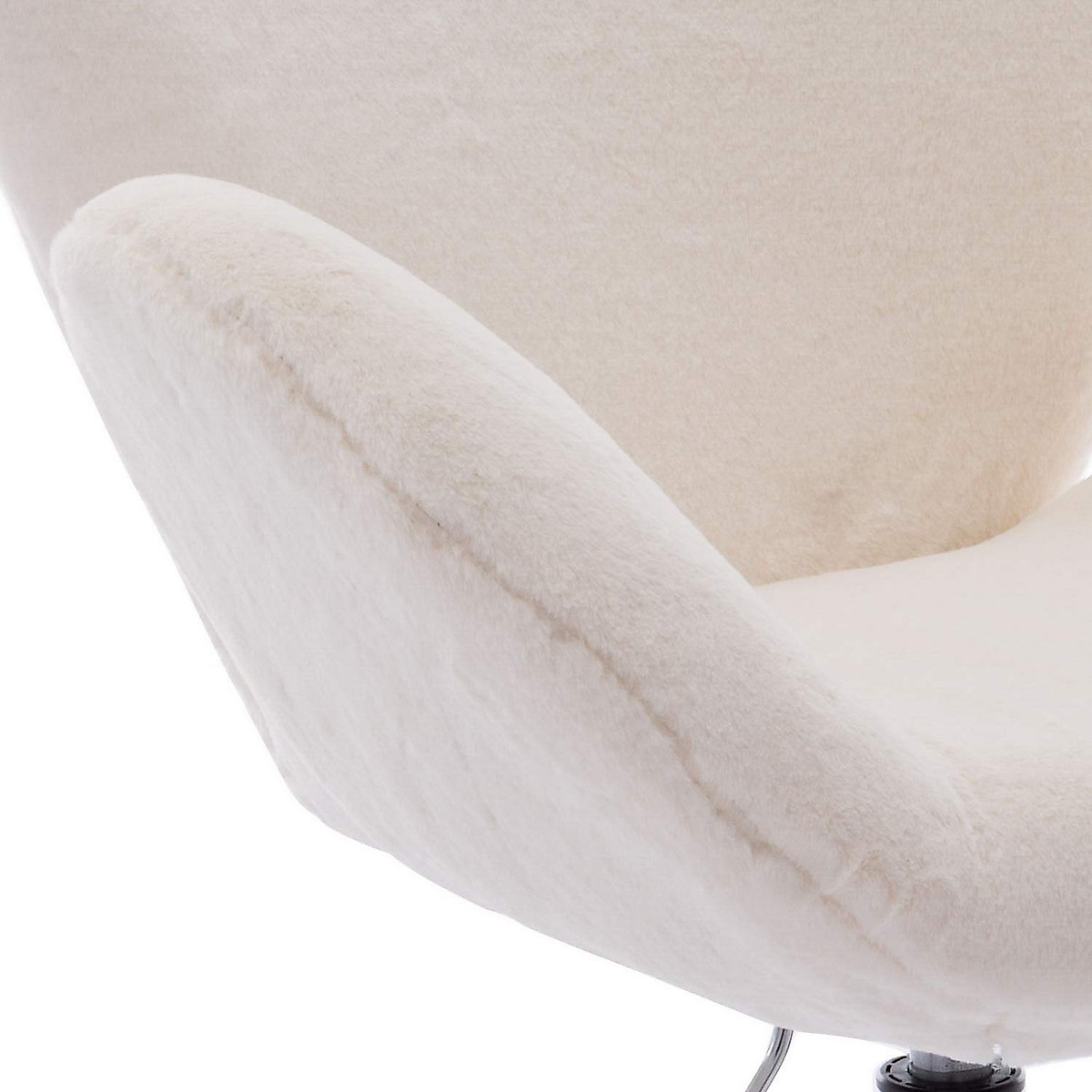 Wahson Vanity Chairs with Backs for Bedroom Cute Home Office Chair Faux Fur Chairs for Teens Girls Dorm Chairs Comfy Adjustable Stool,White (Faux Rabbit Fur)