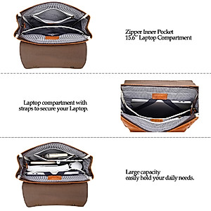 G-FAVOR Leather Backpack for Women Leather Laptop Rucksack Waterproof Bookbag College School Daypack