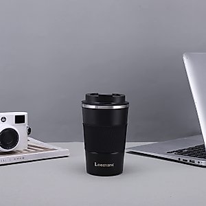 LOEENANC 12oz Travel Mug, Insulated Coffee Cup, Leak Proof, Anti-skid, Thermal Insulation For Over 8 Hours, Easy To Clean, Reusable Stainless Steel Double Deck Coffee Cup。