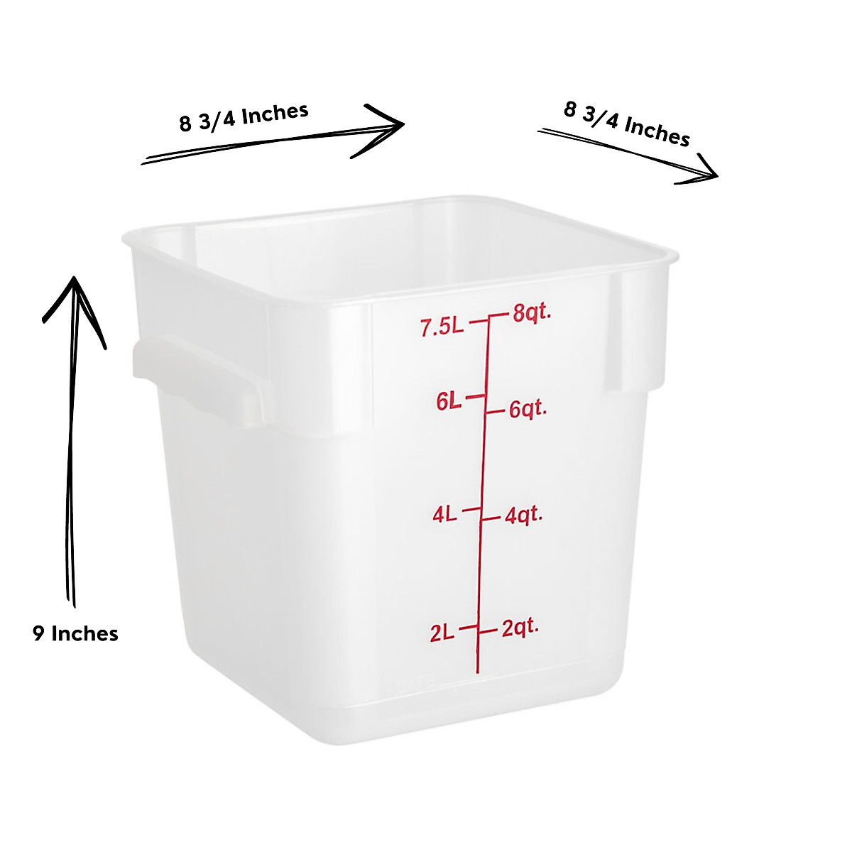 uVeans COMBO PACK Square Sous Vide Containers With Lids - 8 Quart Restaurant Supplies Food Containers - 4 Containers and 4 Lids Food Service