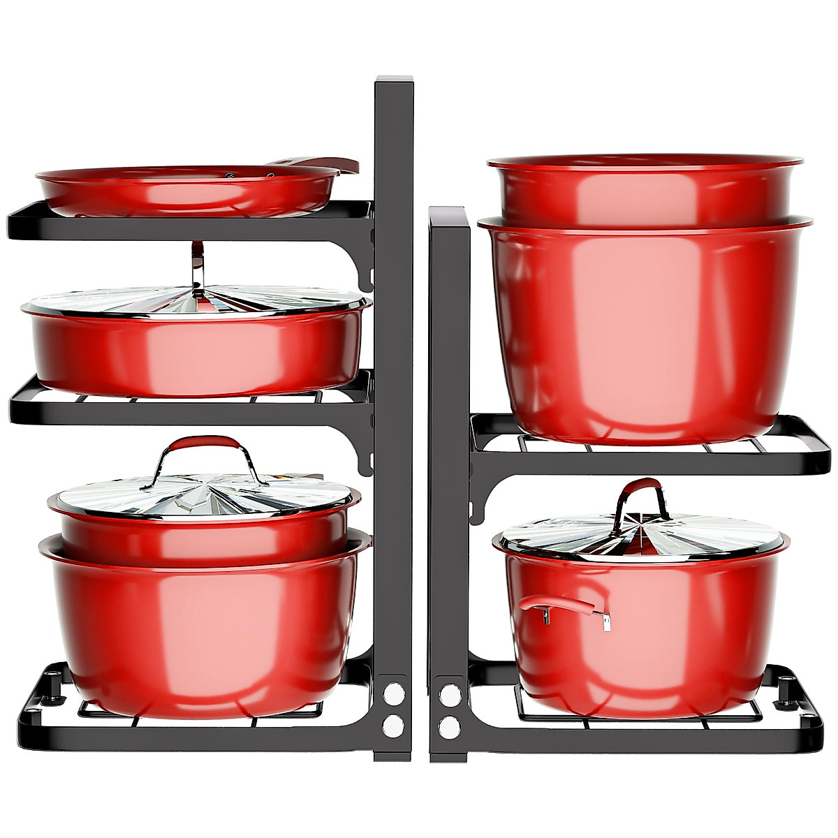 MIDYOO 2+3 Tier Adjustable Height Under Sink Organizers,Kitchen Storage Cabinet - Pots and Pans Organizer under Cabinet - Pots, Pans, and Lid Storage,Maximize Cabinet Space