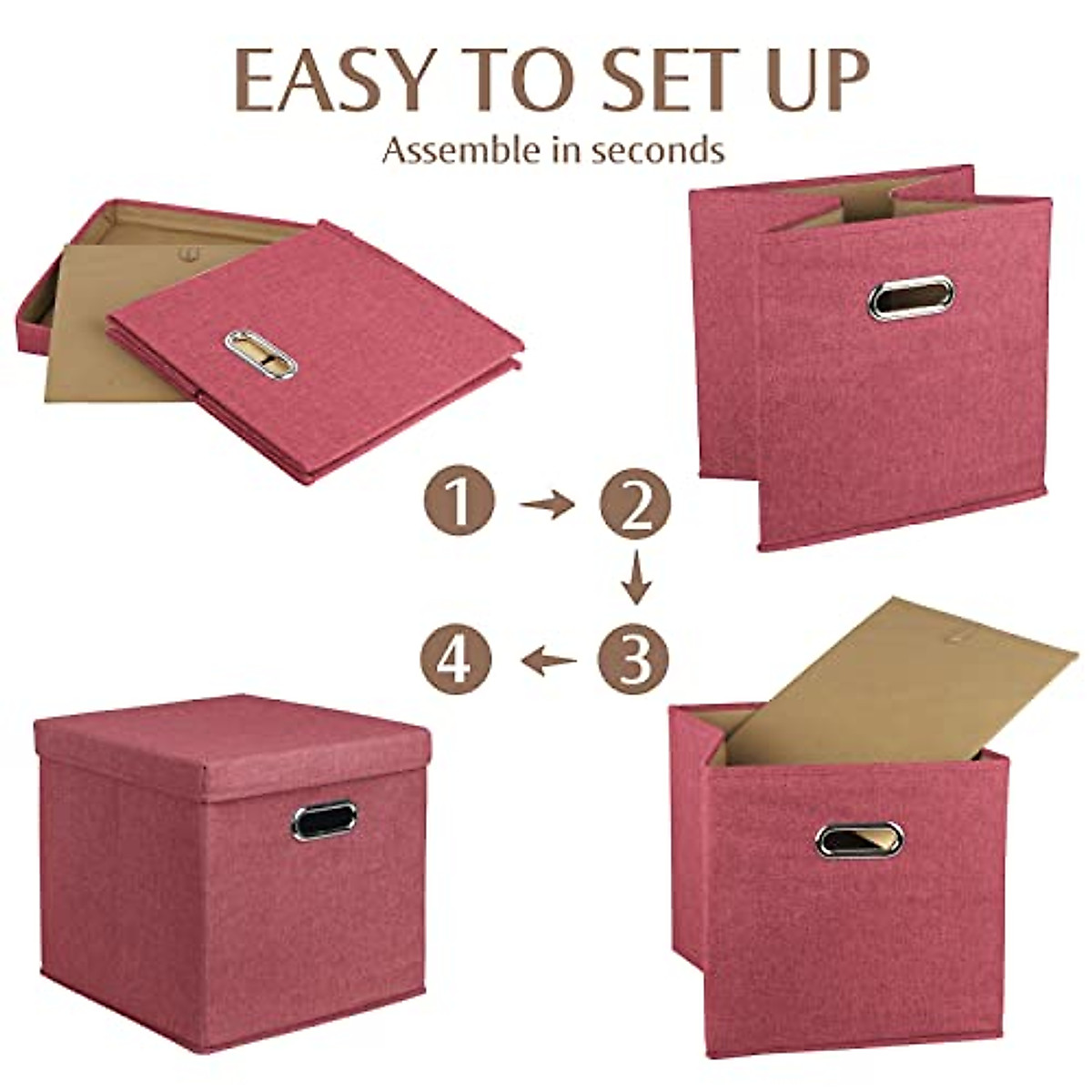 XYXYLY 2 Pack Foldable Cubes Storage Bins with Lids 12.6 * 12.6 * 12.6" Collapsible Fabric Cubbies Storage Baskets for Shelf Closet Organizer Home Bedroom Office Nursery