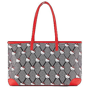 Hello Kitty Leather Tote bag - Girls, Boys, Teens, Adults - Officially Licensed Hello Kitty Faux PU Leather Cosplay Tote Handbag with Pouch