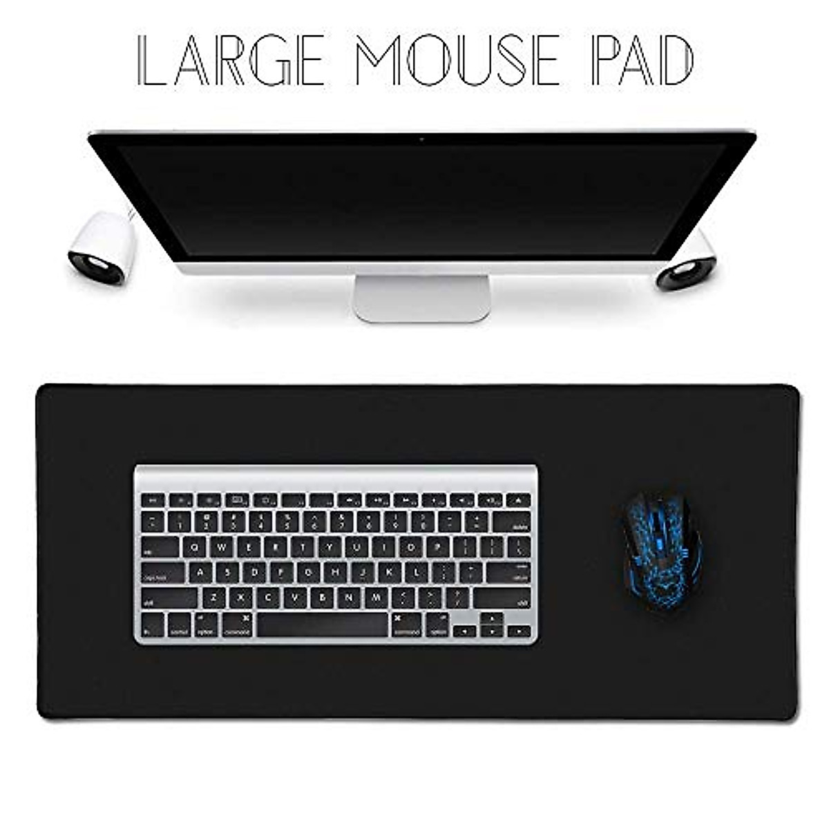 YEBMoo Extra Large Gaming Mouse Pads/Extended Protective Office Desk Mouse Mat Non-Slip Professional Precision Tracking Surface (35.4" x 15.7") for PC Computer Laptop (90x40Black001)