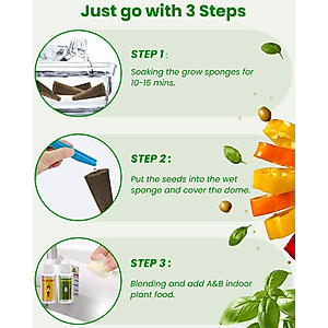 68pcs Hydroponic Pods Kit for Aerogarden, Grow Anything Kit, Indoor Garden Accessories - Compatible with All Brands (30 Grow Sponges, 12 Grow Baskets, 12 Grow Domes, 12 Pod Labels, 1 A&B Plant Food)