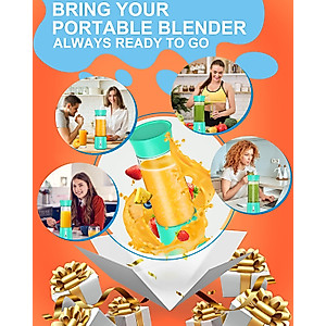 Portable Blender for Shakes and Smoothies, 17 Oz Personal Size Blenders 6 Blades Portable Blender, 4000mAh USB Rechargeable Personal Blender with BPA Free, Mini Blender for Sports/Travel/Home/Gym