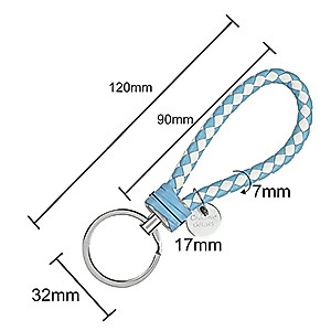 ocharzy Key Chains Handwoven Leather Keychain Simple Car Key Chain Accessories Keychain Gift for Men and Women Father‘s Day (Pack of 1, Sky Blue)