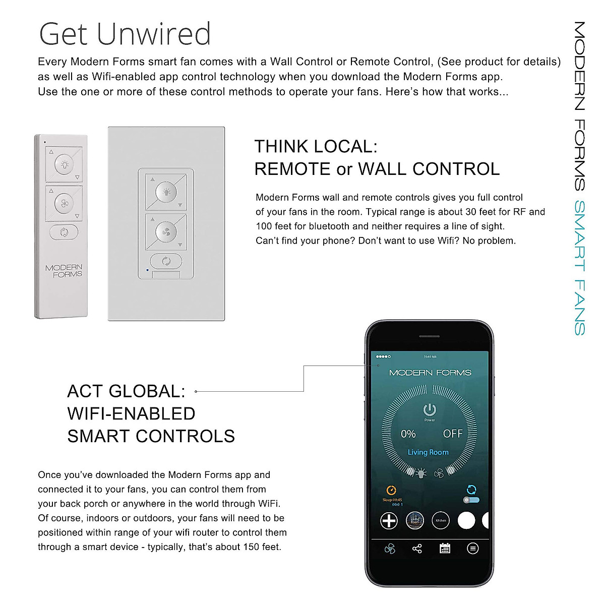 Mykonos Smart Indoor and Outdoor 3-Blade Ceiling Fan 52in Graphite Weathered Gray with 3000K LED Light Kit and Remote Control works with Alexa, Google Assistant, Samsung Things, and iOS or Android App