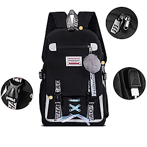 HANXIUCAO Kids Backpack Large Capacity Girls Backpack Teen Rucksack Female College Student Locked Schoolbag Anti-Theft Backpack with USB Charging Port (yellow)