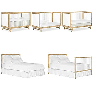 Dream On Me Carter 5-in-1 Full Size Convertible Crib / 3 Mattress Height Settings/JPMA Certified/Made of New Zealand Pinewood/Sturdy Crib Design, Natural & White