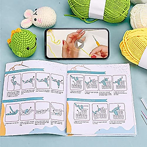 PP OPOUNT Beginner Crochet Kit, Crochet Starter Kit for Adults and Kids, Complete Crochet Set to Make 4 PCS Animals, Learn to Crochet with Step-by-Step Instruction and Video Tutorials
