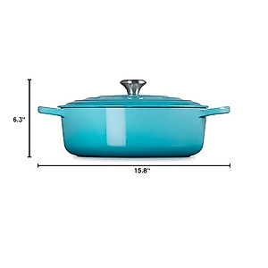 Le Creuset Enameled Cast Iron Signature Round Wide Dutch Oven, 6.75 qt., Caribbean