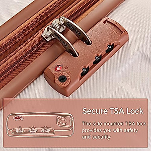Merax 3 Piece Expandable ABS Hardshell Luggage Sets Spinner Wheel Suitcase TSA Lock Suit Case, Pink/Brown, 20/24/28 Inch