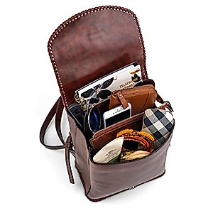 Mauzari Edessa Women's Tooled Leather Backpack Purse - Petite Sized & Organized (Koa)