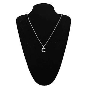 Tarsus C Initial Letter Stainless Steel Silver Alphabet Pendant Necklace Monogram charm cubic zirconia Jewelry Gifts for Women Teen