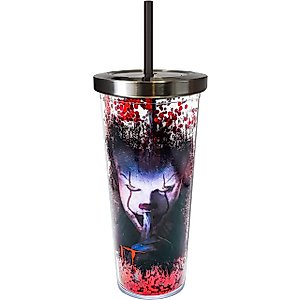 Spoontiques - Glitter Filled Acrylic Tumbler - Glitter Cup with Straw - 20 oz - Stainless Steel Locking Lid with Straw - Double Wall Insulated - BPA Free - It
