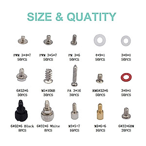 QTEATAK 508 PCS pc Basic Computer Standoffs Set & Screws Kit for Motherboard HDD Hard Drive, Case, Power Card, Graphics, Fan, Chassis, CD-ROM, ATX Case