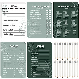 Ctosree 220 Pieces Bridal Shower Game Set 200 Wedding Game Cards and 20 Pencils 5 Styles Funny Wedding Cards Wedding Pencils Bridal Shower Decorations for Bride and Groom Bachelor Party (Green)