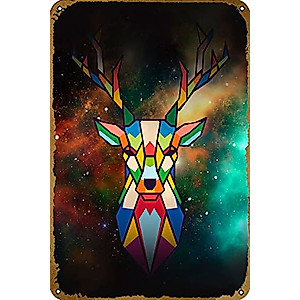 Tin Sign Space Deer Poster Paints Nostalgic Vintage Metal Wall Decor for Bar Home Cafe Garage Pub Man Cave Restaurants Wall Decor 8x12 inch
