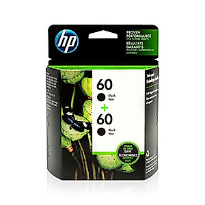 HP 60 | 2 Ink Cartridges | Black | Works with HP DeskJet D2500 Series, F2430, F4200 Series, F4400 Series, HP ENVY 100, 110, 111, 114, 120, HP Photosmart C4600 Series, C4700 Series, D110a | CC640WN