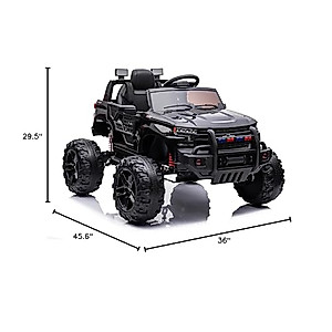 Dakott Chevy Silverado Z71 Trail Boss Monster Truck Four Powerful Motors 12V 4x4 Big Wheels Ride On Monster Truck for Kids.,Black