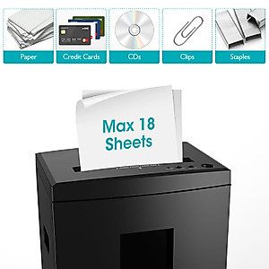 WOLVERINE 18-Sheet 60 Mins Running Time Cross Cut High Security Level P-4 Heavy Duty Paper/CD/Card Ultra Quiet Shredder for Home Office with 6 Gallons Pullout Waste Bin SD9113(Black ETL)