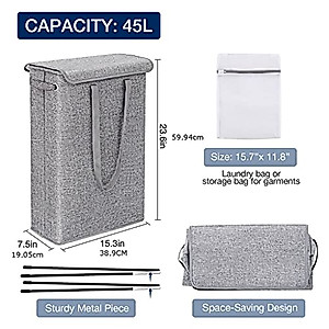 WALNUTA Folding Dirty Laundry Basket Foldable Basket Hamper Bin Bag Hamper with Lid Laundry Storage Baskets Washing Hamper (Color : A, Size : 1200D49-Grey)