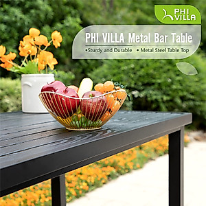 PHI VILLA 5 PCS Outdoor Bar Set, Counter Height Swivel Chair with Rectangle Metal Table, Textilene Fabric and Quick-Drying Waterproof,High Patio Set for Garden, Yard, Poolside