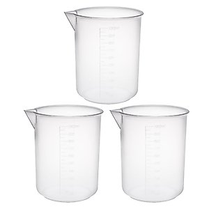 uxcell Measuring Cup 1000ml PP Plastic Graduated Beaker Transparent for Lab Kitchen liquids 3pcs