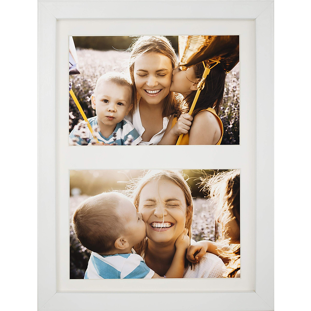 BD ART 7x9-Inch - 2 Openings White Collage Picture Frame with Mat for 2 Photos 4x6-Inch