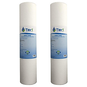 Tier1 1 Micron 20 Inch x 4.5 Inch | 2-Pack Spun Wound Polypropylene Whole House Sediment Water Filter Replacement Cartridge | Compatible with Pentek DGD-2501-20, 155360-43, P1-20BB, Home Water Filter