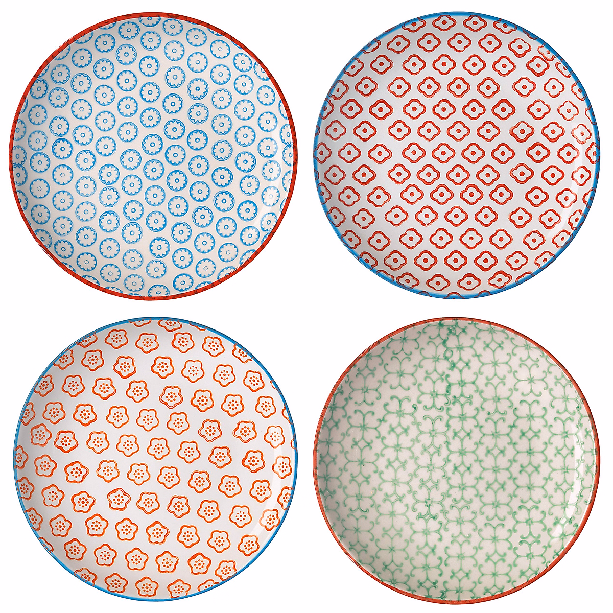 Bloomingville Ceramic 6.25'' Bread & Butter Plates Emma, Set of 4 Styles, stoneware