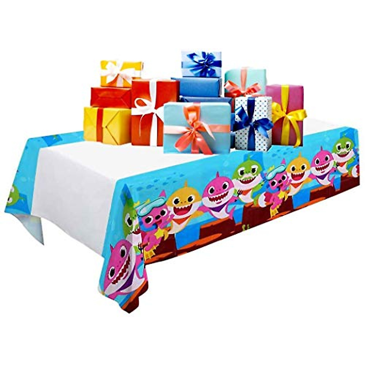 13 PCS, Shark Balloons - Shark Family Balloons - Shark Duplex Prints Foil Balloons - Shark Banner & Shark Tablecloth - Shark Birthday Decorations