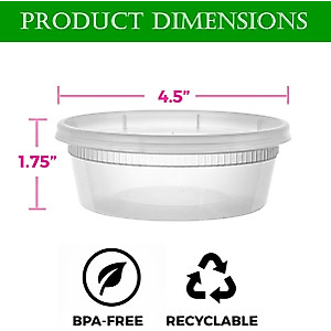 Green Direct Deli Containers With Lids Food Storage Containers 8 oz. Pack of 24, Disposable Clear Round Leakproof Plastic Containers For Lunch