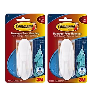 Command Bath Hook With Water-Resistant Strips