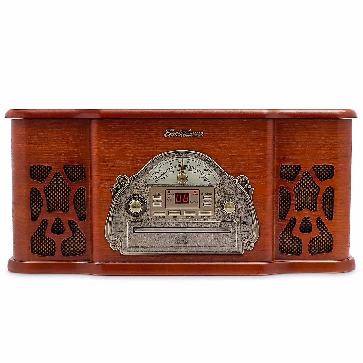 Electrohome Winston Vinyl Record Player 3-in-1 Classic Turntable Natural Wood Stereo System, AM/FM Radio, CD, and AUX Input for Smartphones, Tablets, and MP3 players (EANOS501)