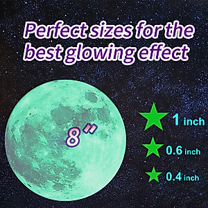334 Pcs Glow in Dark Stars and Moon, Glow in The Dark Wall Stickers, Glowing Stars for Wall Decals, Glowing Ceiling Decals for Bedroom, Perfect for Kids Boys Girls Bedding Room Birthday Party