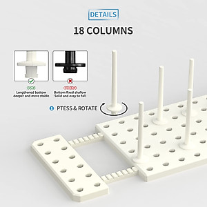 DANCELF Kitchen Cupboard Organization Drawer Organizer, Pegboard Tray for Dish Rack, Kitchen Organizer Plate Holder for Cabinets, Scalable Adjustment, 2Pcs, White