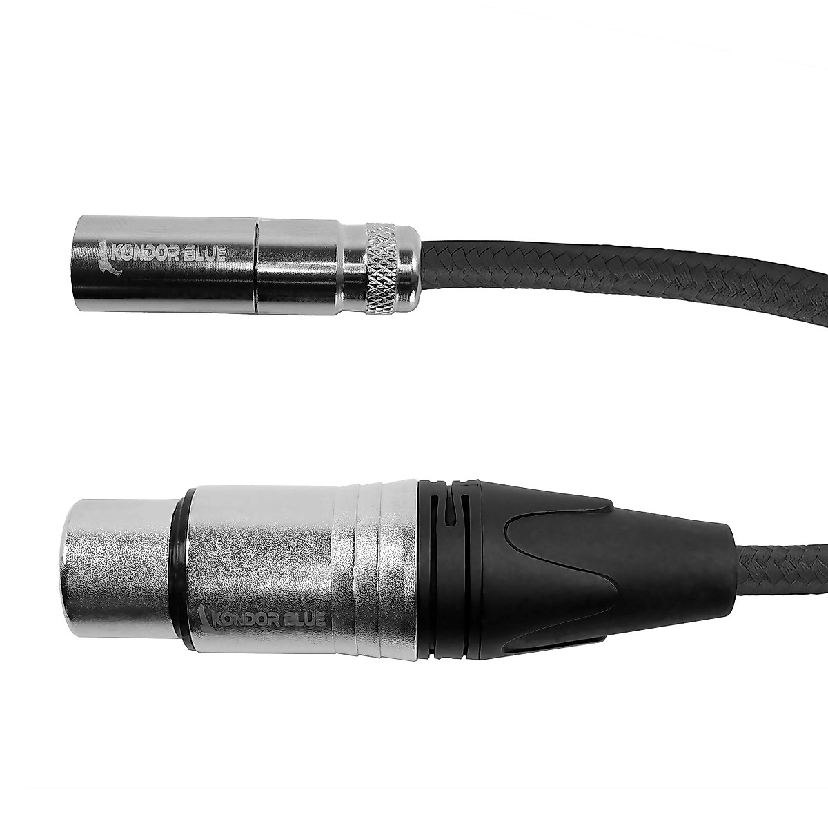 KONDOR BLUE 16" Mini XLR Male to XLR Female Audio Cable for BLACKMAGIC Pocket 4K/6K Camera Video Assist | Pro XLR Adapter for Microphones & Mixers. (Black, 16" | 1 Pack)