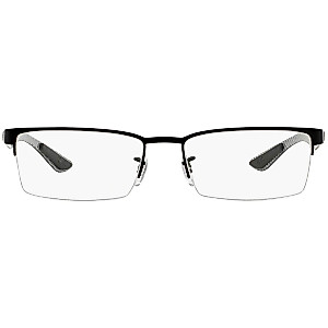 Ray-Ban RX8412 Rectangular Prescription Eyeglass Frames, Matte Black/Demo Lens, 54 mm