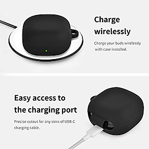 AIRSPO Silicone Case Compatible with Samsung Galaxy Buds 2 Pro/Galaxy Buds 2/ Galaxy Buds Pro/Galaxy Buds Live Case (Black)