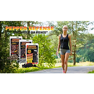 Pepper Defense 1/2 oz. Pepper Spray with Grip Holster and Keychain Attachment - Safety Twist Lock Glow Trigger - Maximum Strength 10% OC Formula - Self Defense Personal Protection (Pink 1-Pack)