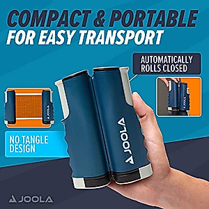 JOOLA Retractable Ping Pong Net With Clamps - Table Tennis Net Stretches 5.75' - Clamps on Table Up to 2” Thick - Optional Ping Pong Paddles and Balls