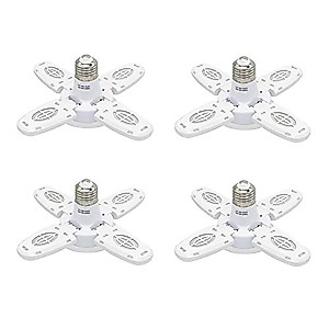 GoolRC 4-Pack Garage Lights Dimmable LED Garage Lights Ceiling, 38W 6000LM 6500K LED Garage Ceiling Lights with 4 Adjustable Panels for Garages, Workshop,Indoor, Outdoor, and Warehouse(E27/B22 LED)